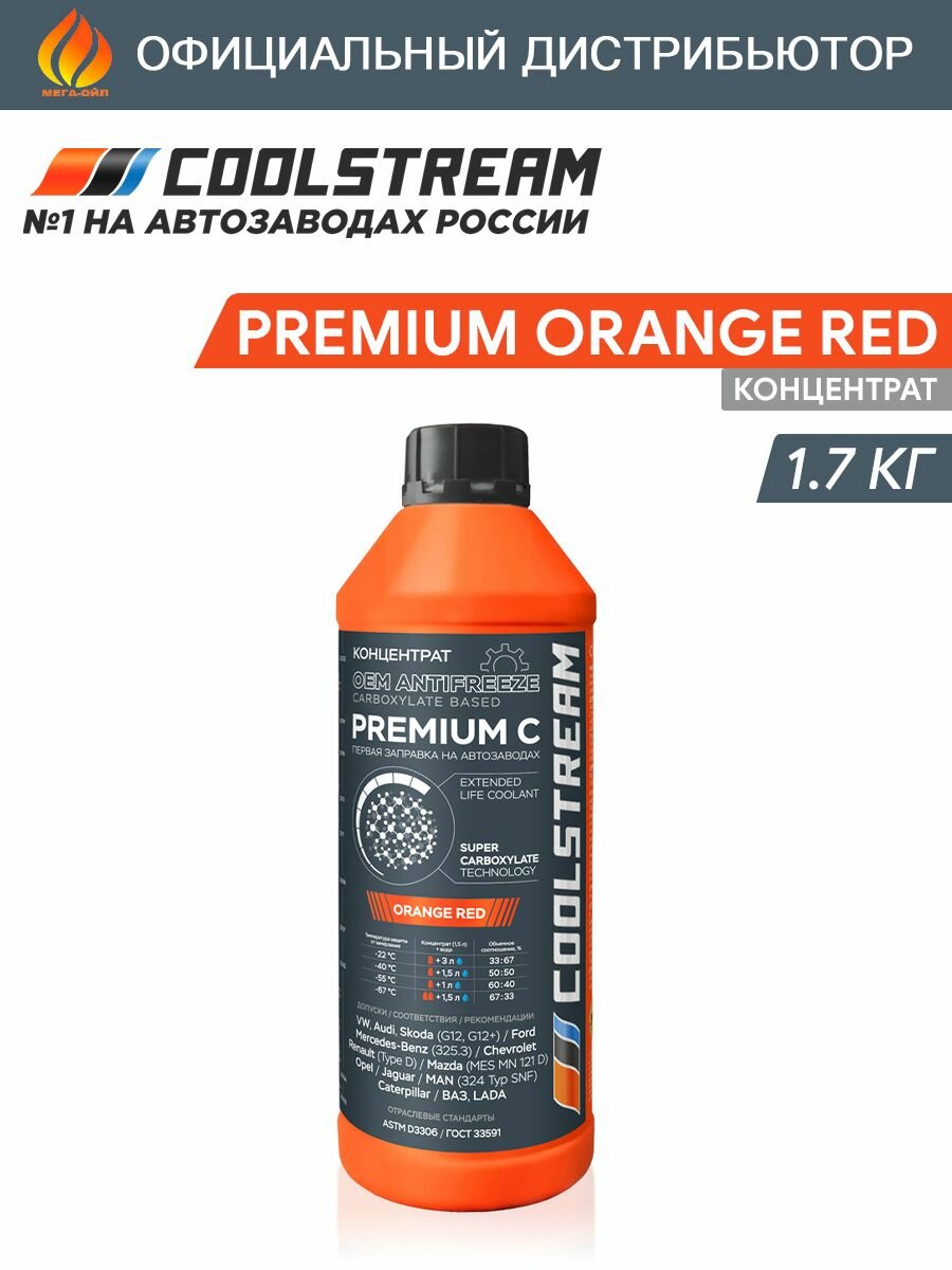 Антифриз Coolstream PREMIUM Orange Red оранжевый 5кг для автомобиля охлаждающая жидкость