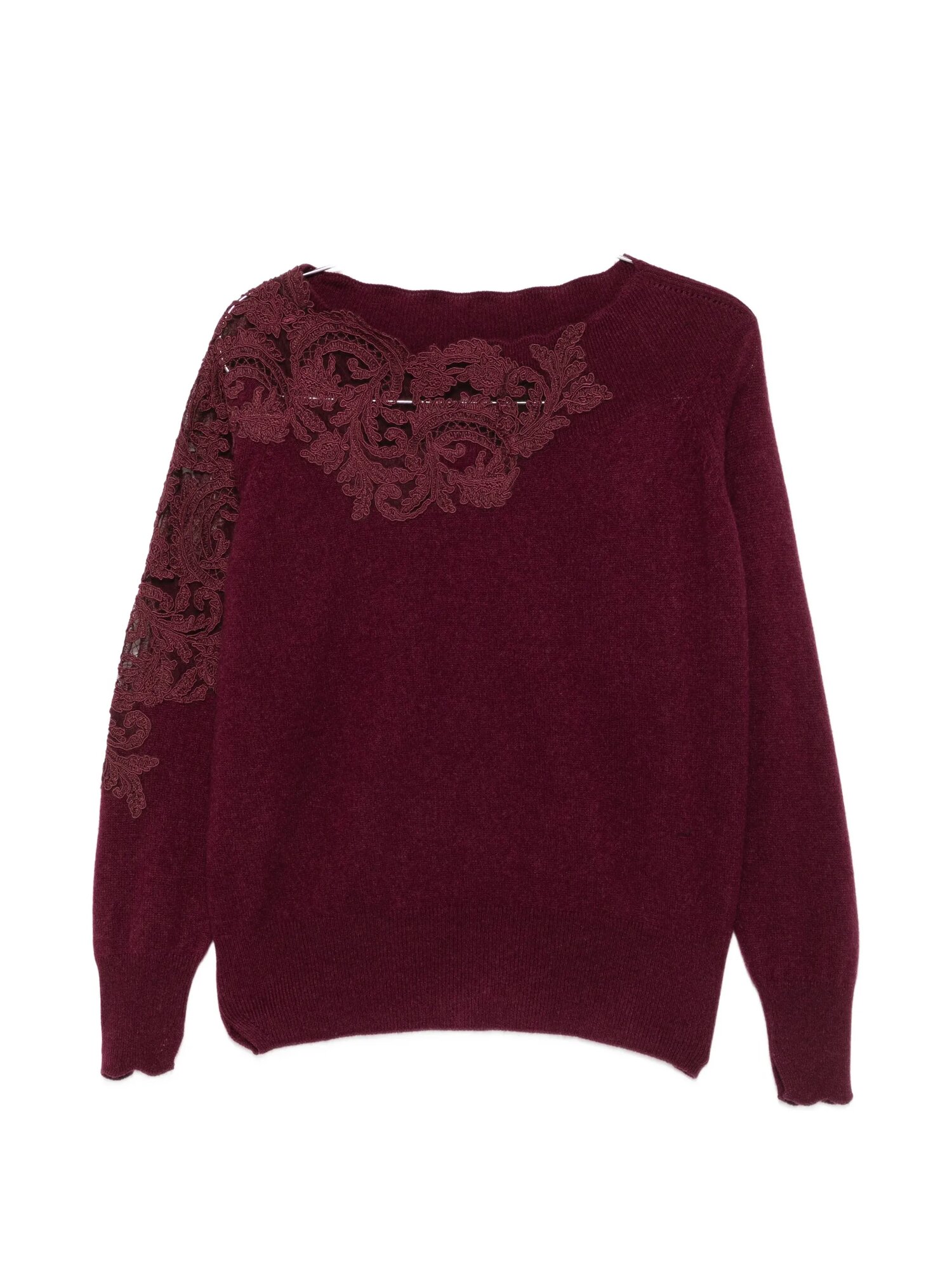 Свитер Lace-embellished boat-neck knit