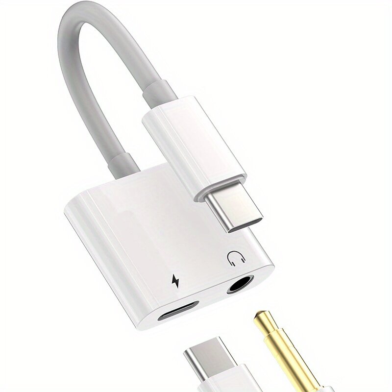USB-C на 3.5 мм аудиоадаптер для наушников, двойной Type-C на Aux Jack аудио-зарядный переходник-сплиттер, для iPhone 15 Pro Max, Samsung Galaxy S21 / S21 Ultra, iPad