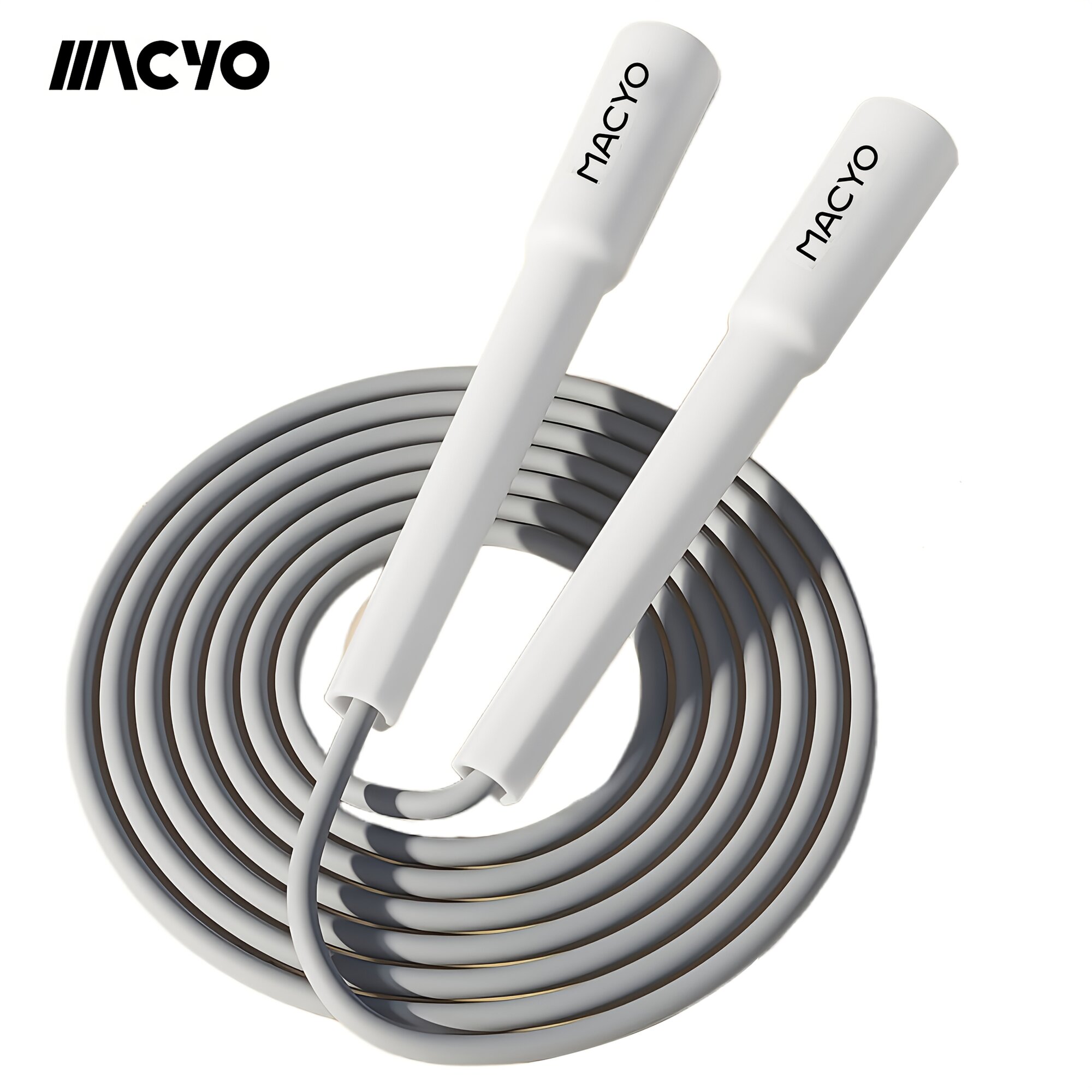 Лёгкая скакалка из матового ПВХ 5 мм, регулируемая, не запутывается, скоростная скакалка для кардиотренировок и выносливости, серая, с удобной нескользящей ручкой