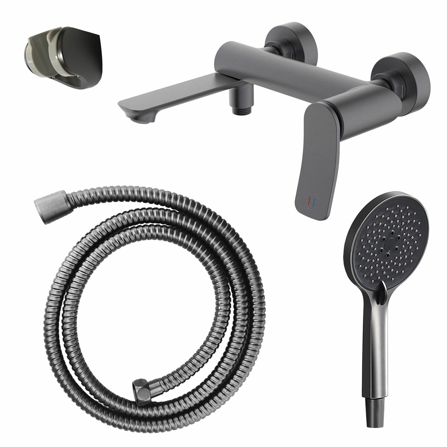 Смеситель для ванны и душа с ручным душем Azario Эскаро AZ-K3074GR серый графит