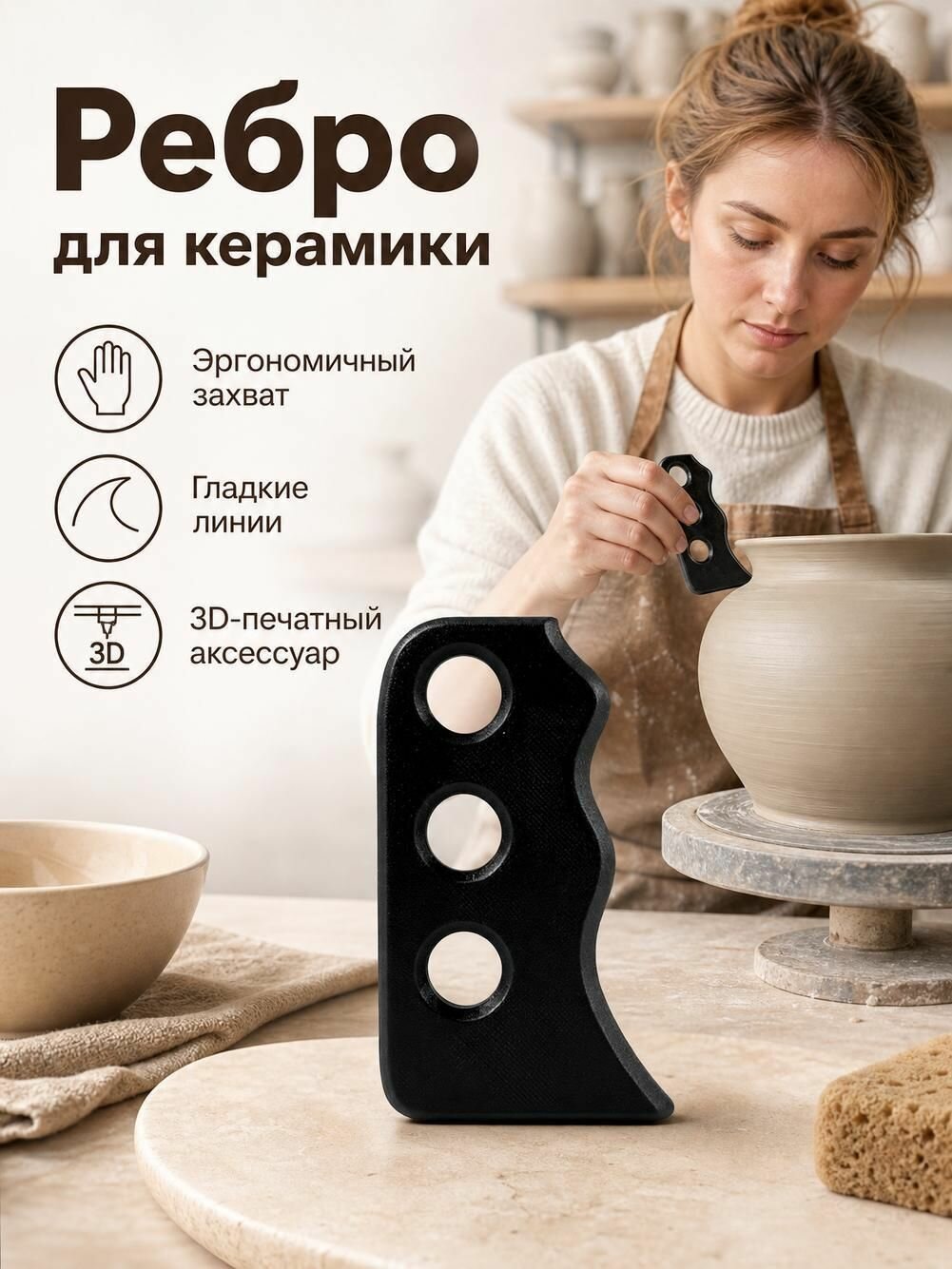 Скребок для гончарного дела из глины