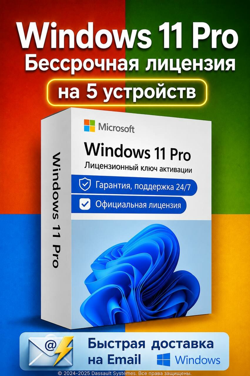 Microsoft Windows 11 Pro (Professional) 5 устройств — электронный ключ активации | Бессрочная лицензия | Гарантия