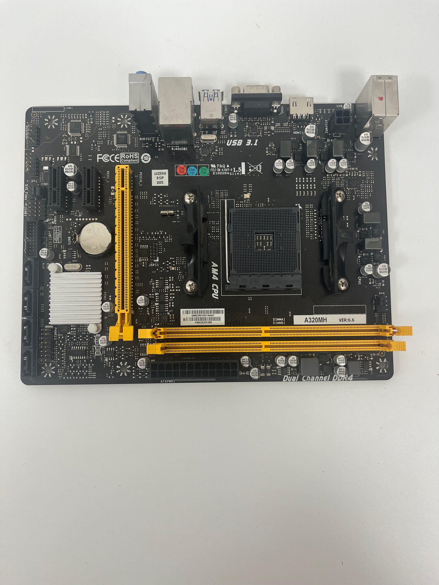материнская плата Biostar A320MH (версия VER:6.6) с процессорным сокетом AMD AM4