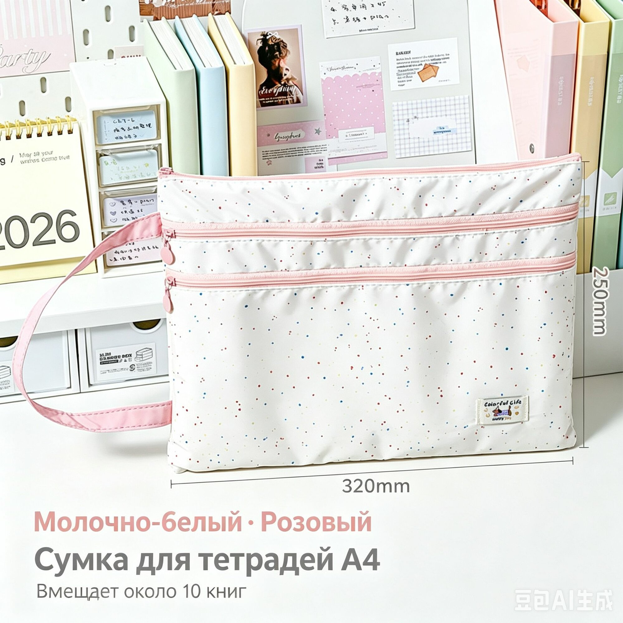 Папка-сумка формата A4, с двойной молнией, с отделениями для предметов, для тетрадей и тестов, для школьников