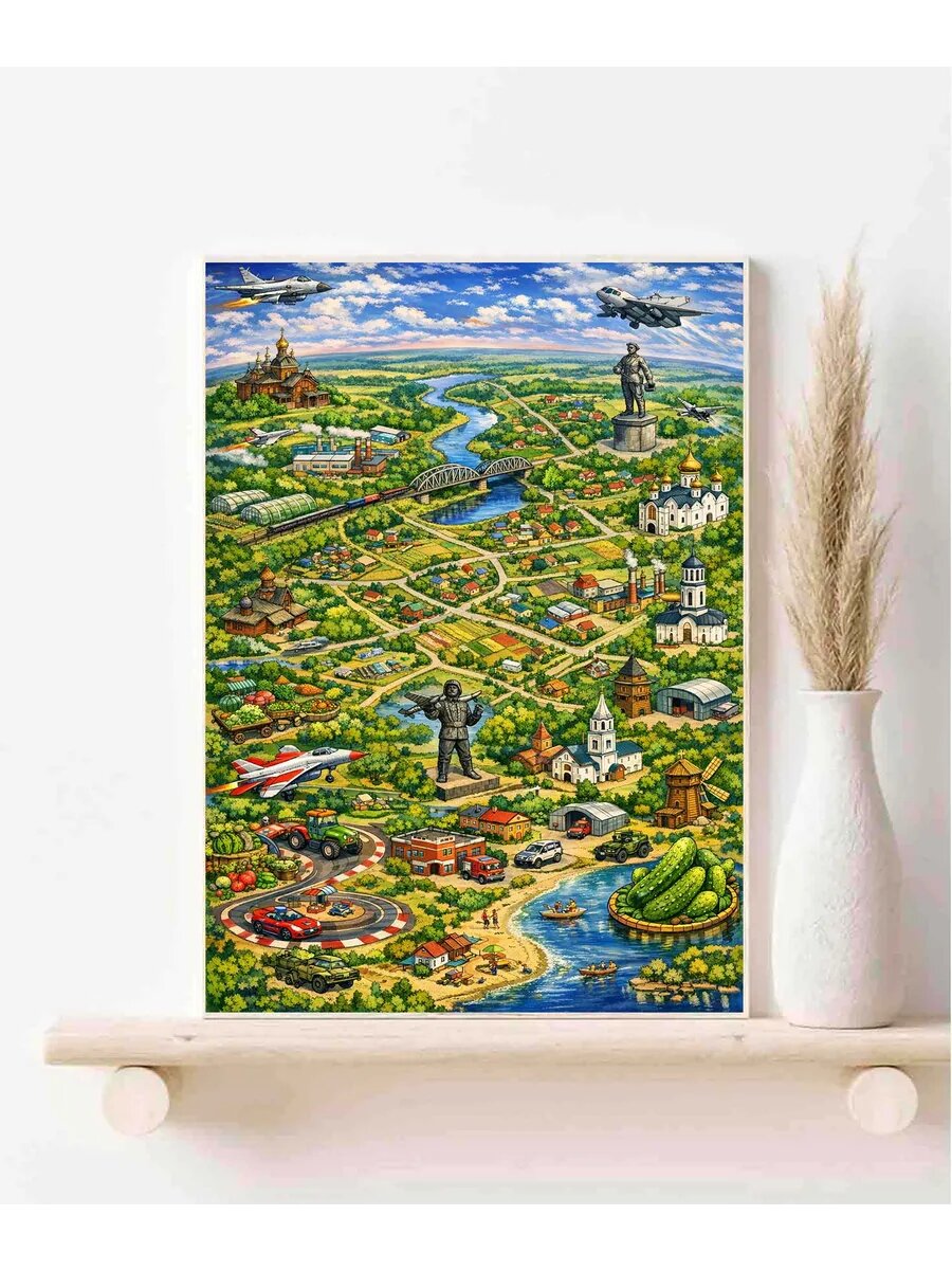 Луховицы, Россия, Fantasy MapКарта, Плакат 30x42см
