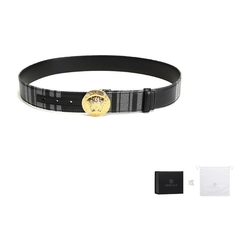 VERSACE Кожаные ремни Мужской Черный Ширина ремня 4CM 95