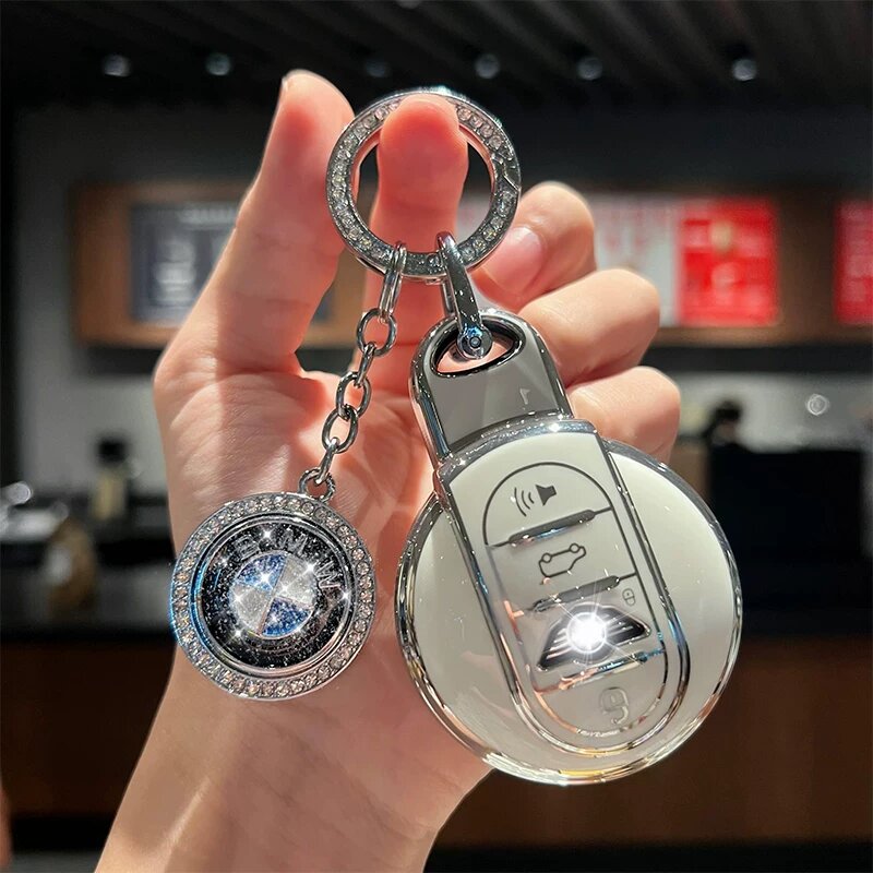 Ключевой кейс для BMW Mini Cooper F60: слоновая кость с диамантовым кольцом и диамантным логотипом