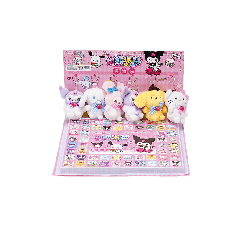 Санрио 80-дырочный игрушечный слепок с 6 котиками плюшевыми и 6 силиконовыми фигурками