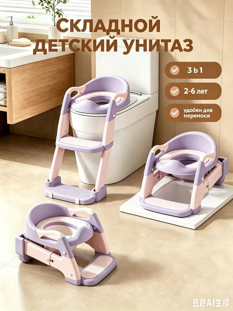 Детский складной горшок 3 в 1 переносной туалет для детей от 2 до 6 лет для дома и поездок