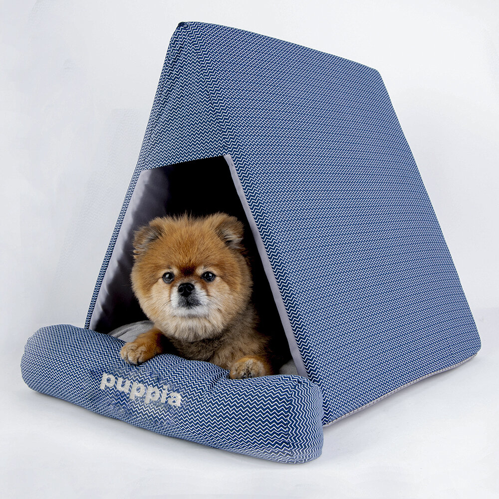 Домик для животных PUPPIA "Wave Check", синий, 50х45х38см