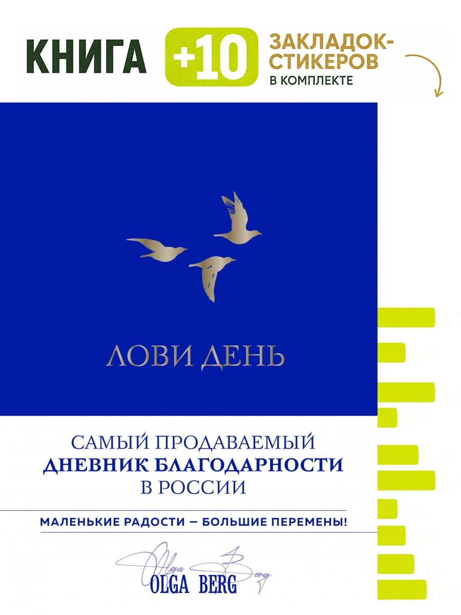 Лови день. Дневник благодарности (подарочное оформление с золотой фольгой). Комплект: книга + 10 закладок-стикеров