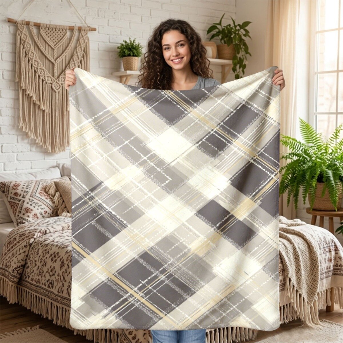 Плед фланелевый мягкий легкий 75х100 см на все сезоны для дома, офиса и автомобиля