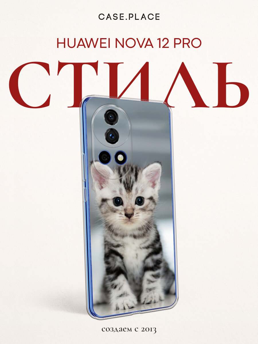 Чехол на Huawei Nova 12 Pro / Хуавей Нова 12 Про с принтом Полосатый котёнок