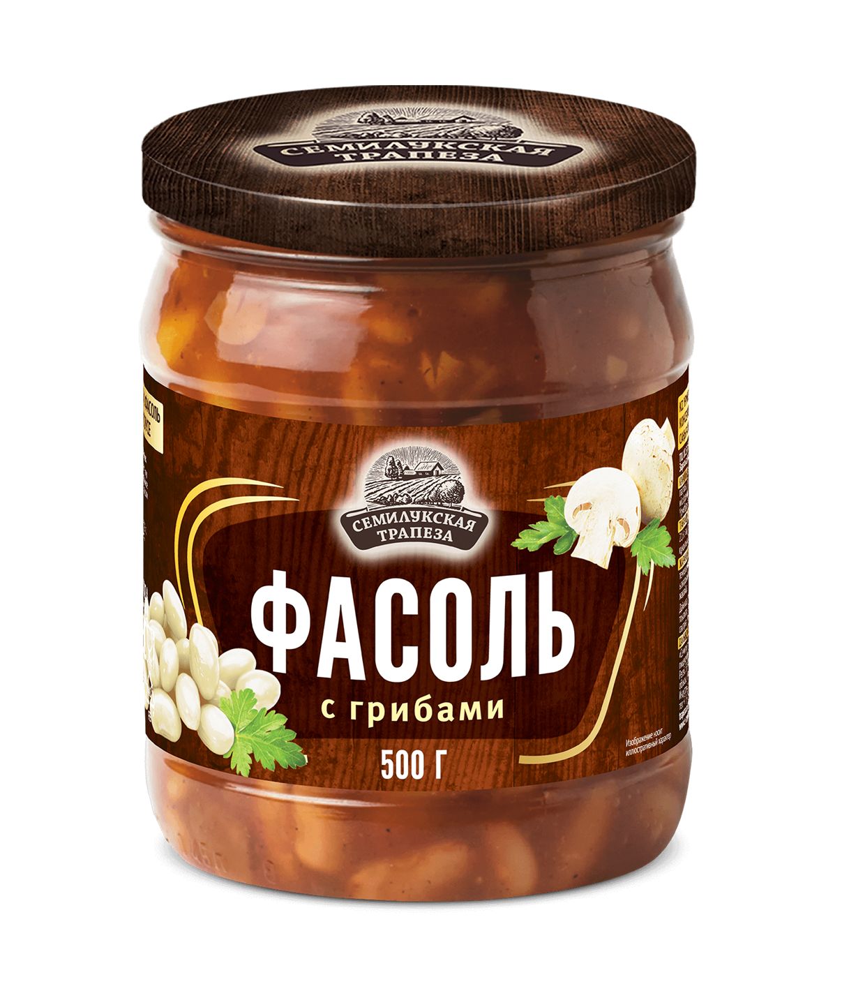 Семилукская Трапеза Фасоль в томатном соусе с грибами, 500 г