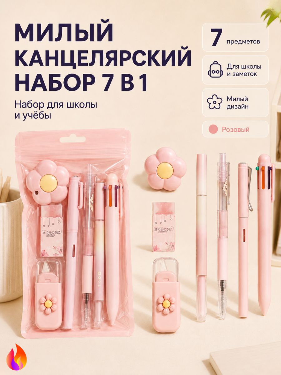 Набор ручек Гелевая, цвет: Черный, 7 шт.
