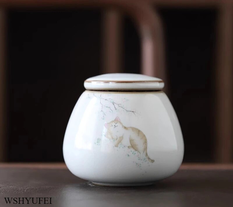 Керамическая урна для пепла WSHYUFEI кошка, цвет D