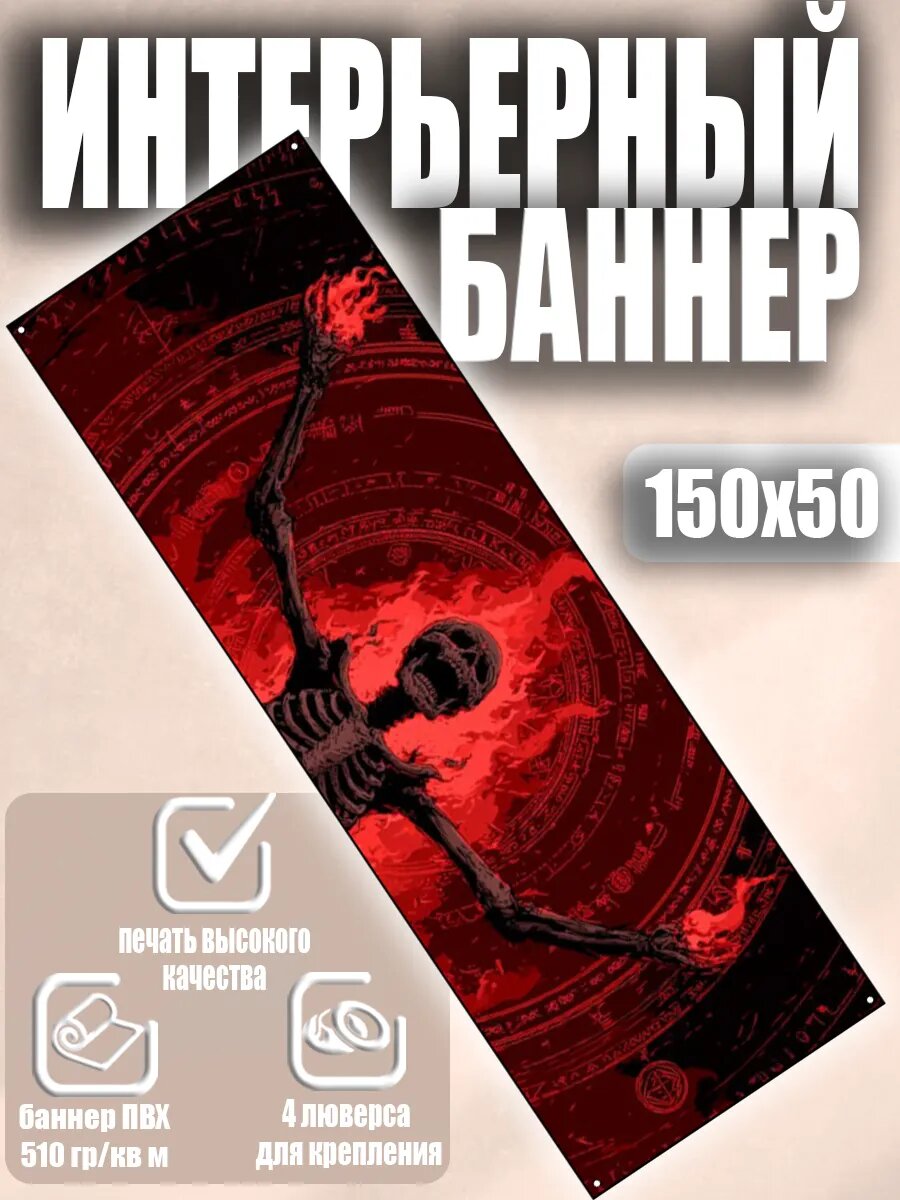 Постер на стену большой Скелет баннер