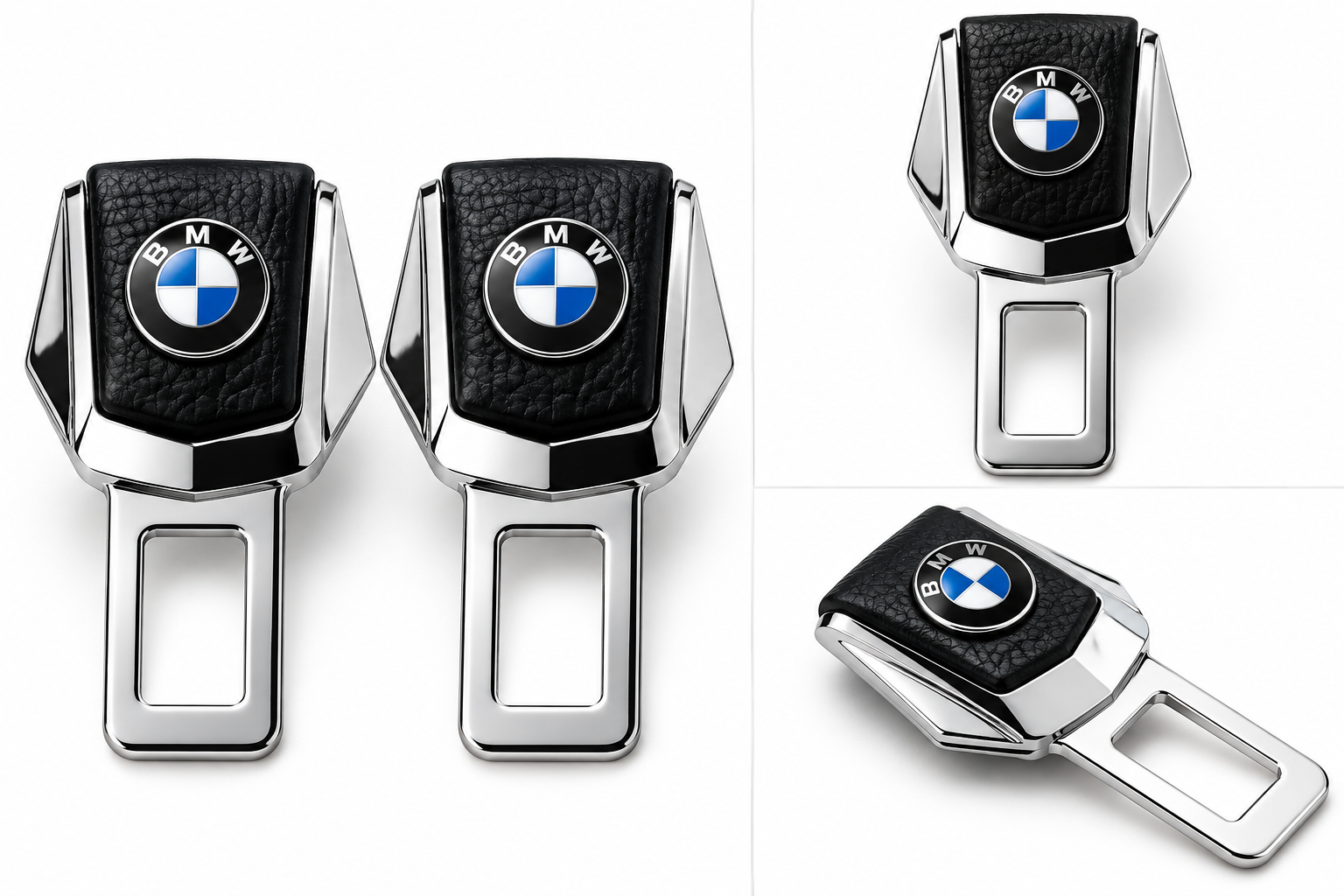 Заглушки замка ремня безопасности с логотипом BMW, 2 шт, цвет металлик