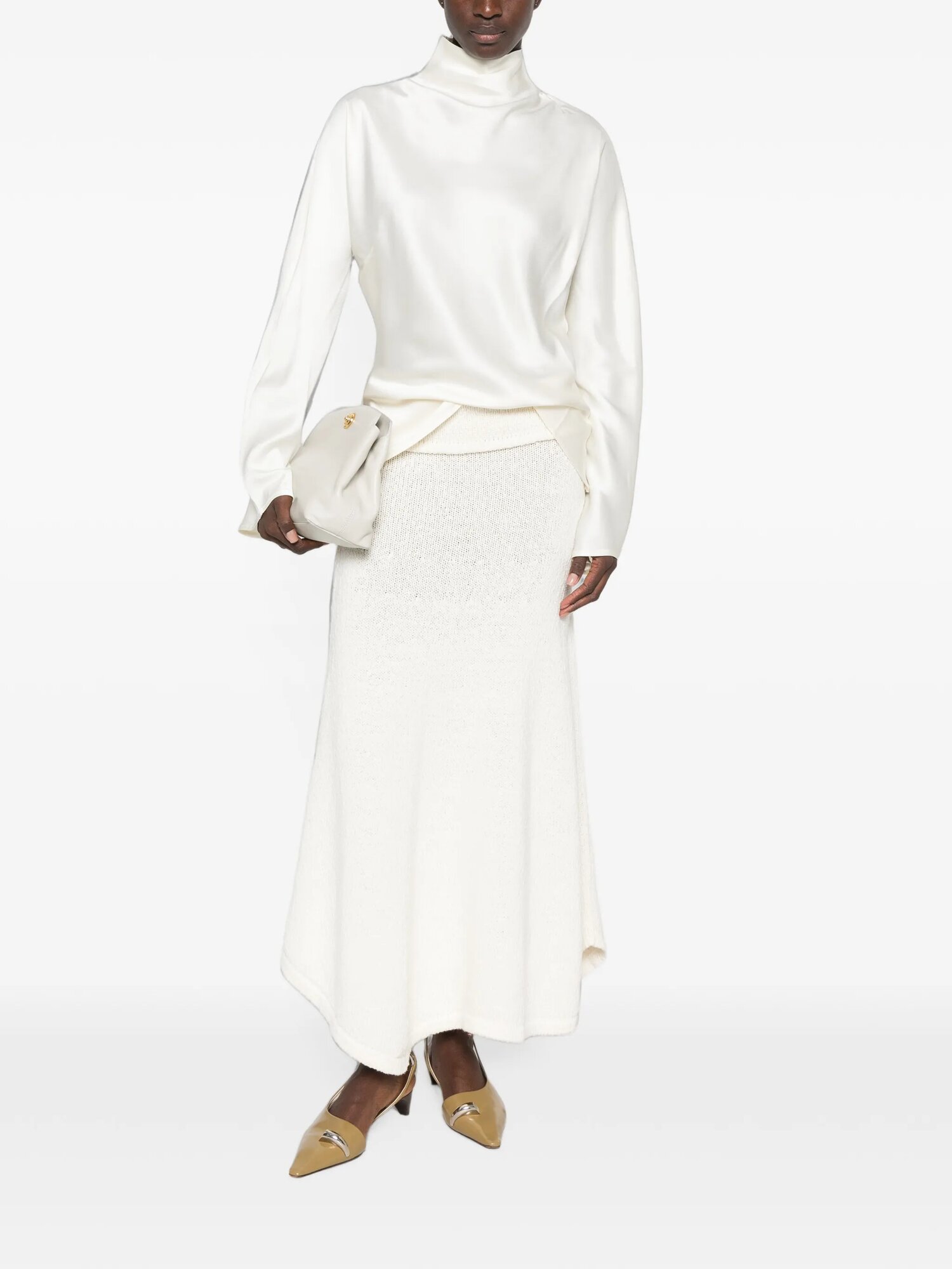 Топ ROHE High-neck button-back top, размер 40, white — фото 1