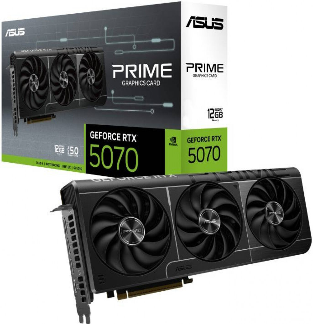 Видеокарта RTX 5070 12Gb Asus PRIME-RTX5070-12G, Blackwell 6144 ядра CUDA, 3 вертушки