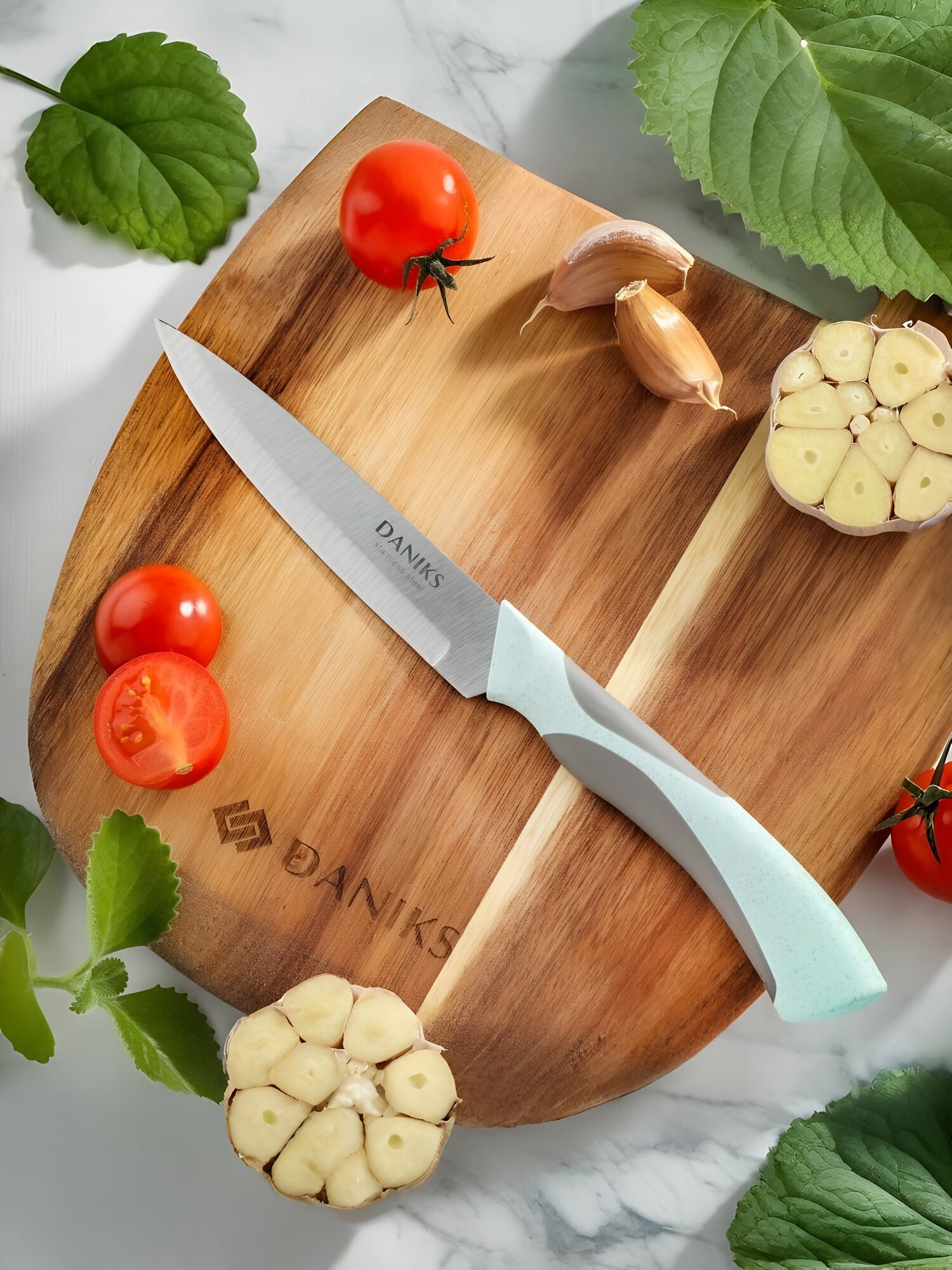 Нож кухонный универсальный Daniks Gusto 12.5 см, сталь, бирюзовый, для посудомоечной машины, модель YW-A377B-UT