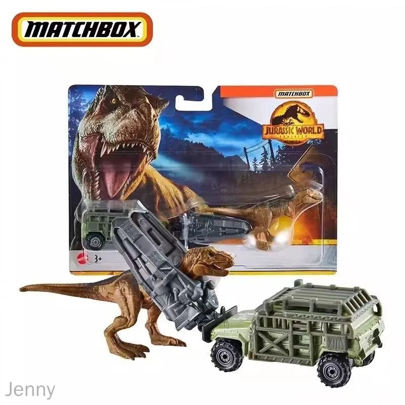 Фигурка Matchbox Jurassic World Dino Transporters Tyrannosaurus & Jeep для мальчиков 1 шт ABS пластик