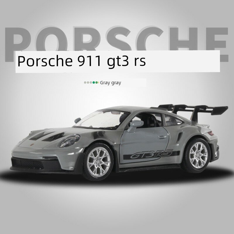 Официальная лицензированная модель автомобиля Porsche 911 GT3 RS из сплава в сером цвете, масштаб 1:18, коллекционная