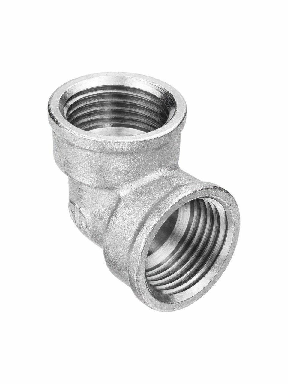 Уголок латунный AquaLink 1/2 дюйма, резьбовой фитинг г-г, никелированный, для инженерной сантехники, артикул 02557