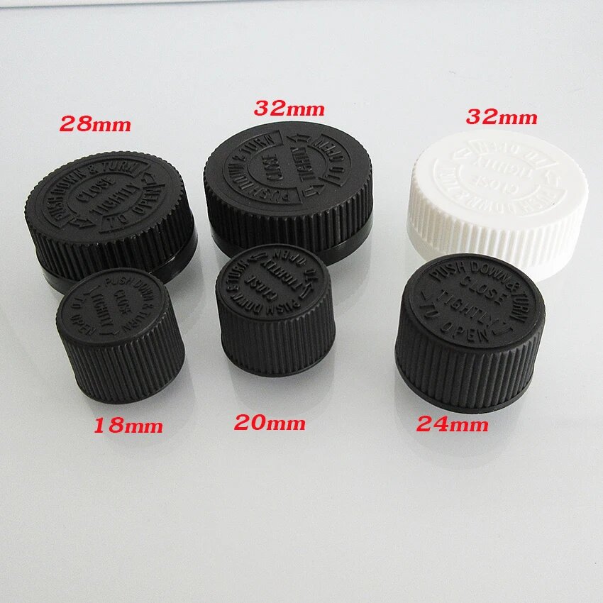 Пластиковые черные крышки для бутылок 18-32 мм 100 шт. 28mm, black cap