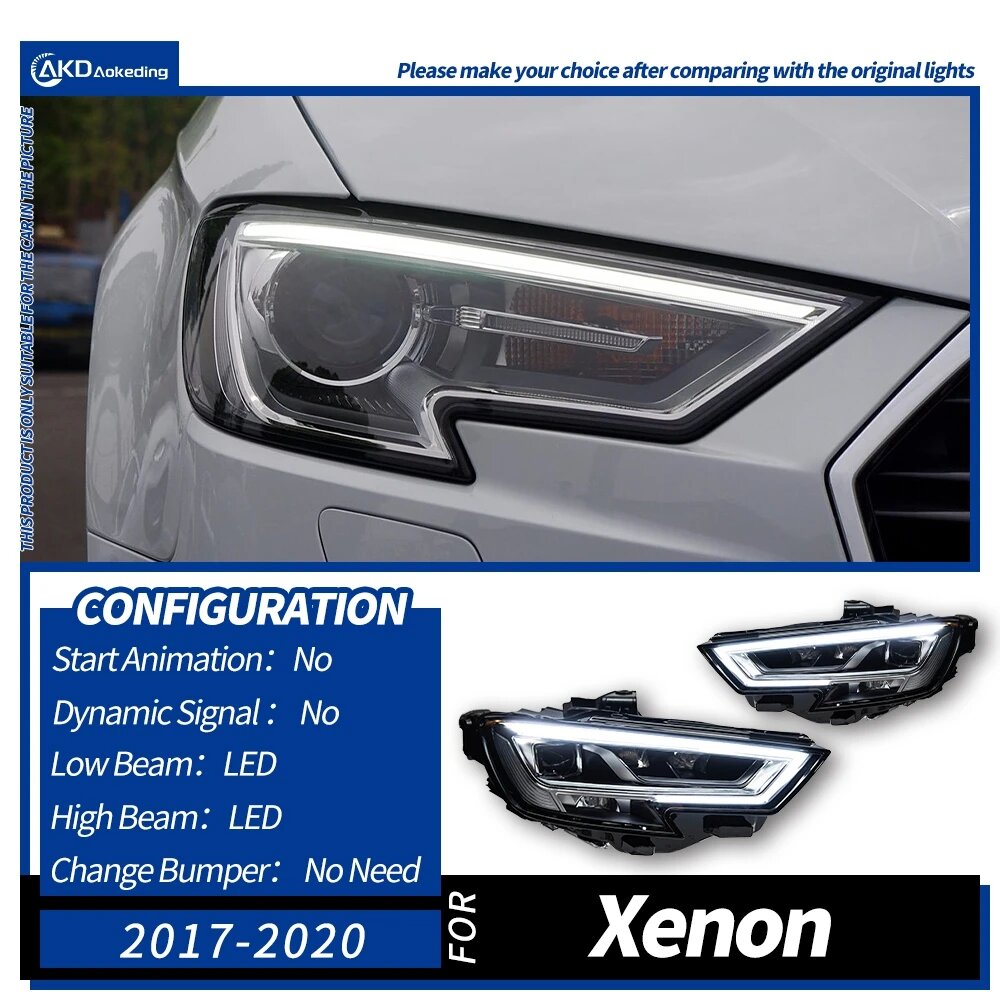 Фары AKD для Audi A3 LED-фары 2013-2019 A3 8V фары с проекционными линзами и дневными ходовыми огнями автомобильные аксессуары передней части