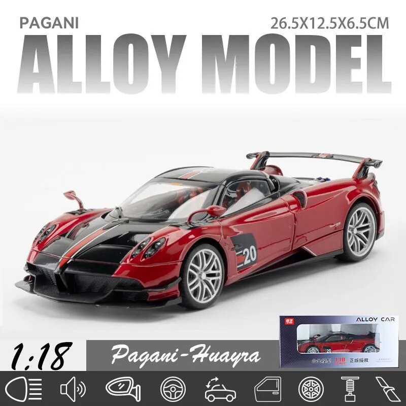 Pagani Huayra BC 1:18 модель автомобиля из сплава, крутая детская игрушечная машина, многофункциональная коллекционная машина, элитный подарок