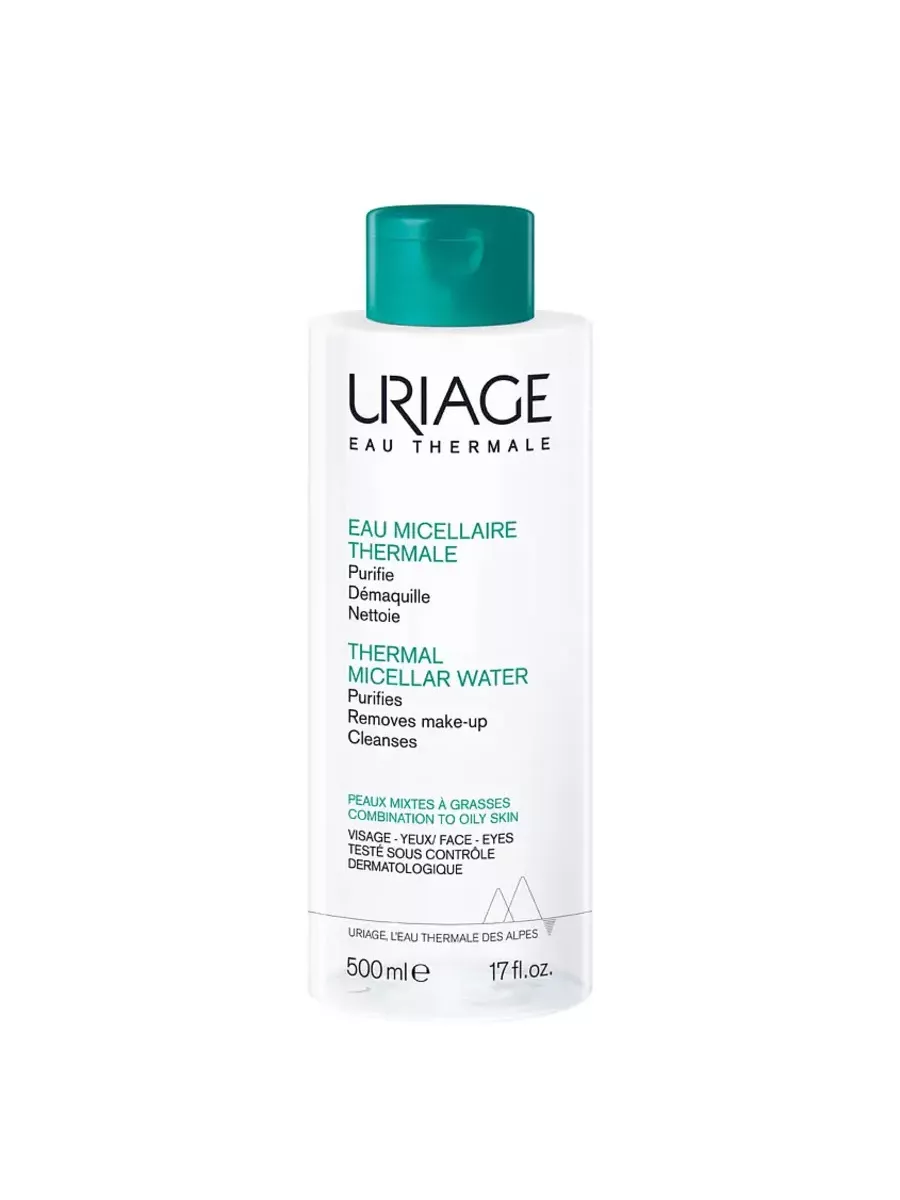 Вода Uriage Eau Thermal Micellar Water, Очищающая мицеллярная вода, Для жирной и комбинированной кожи, 500 мл