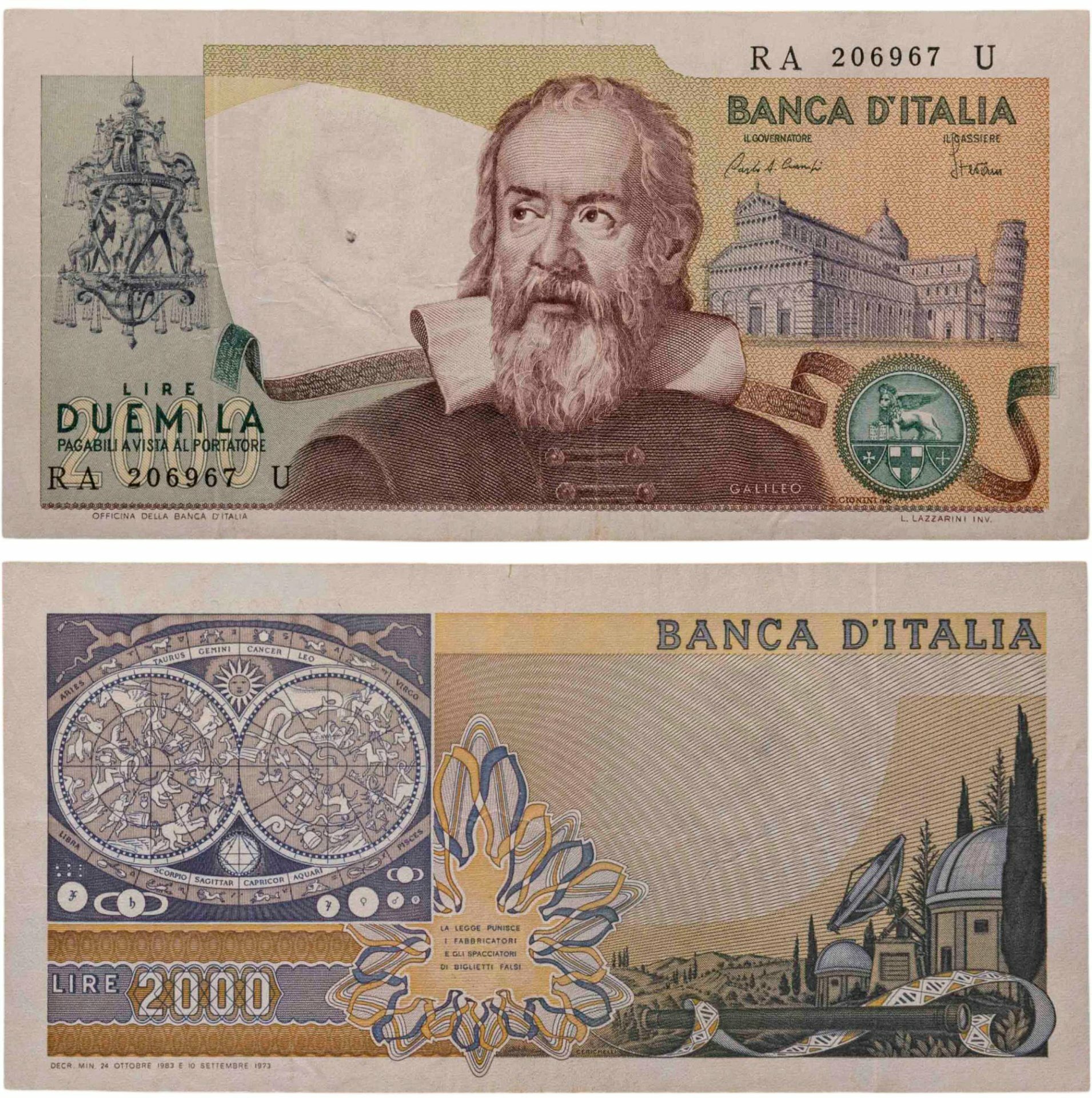 Италия 2000 лир 1973