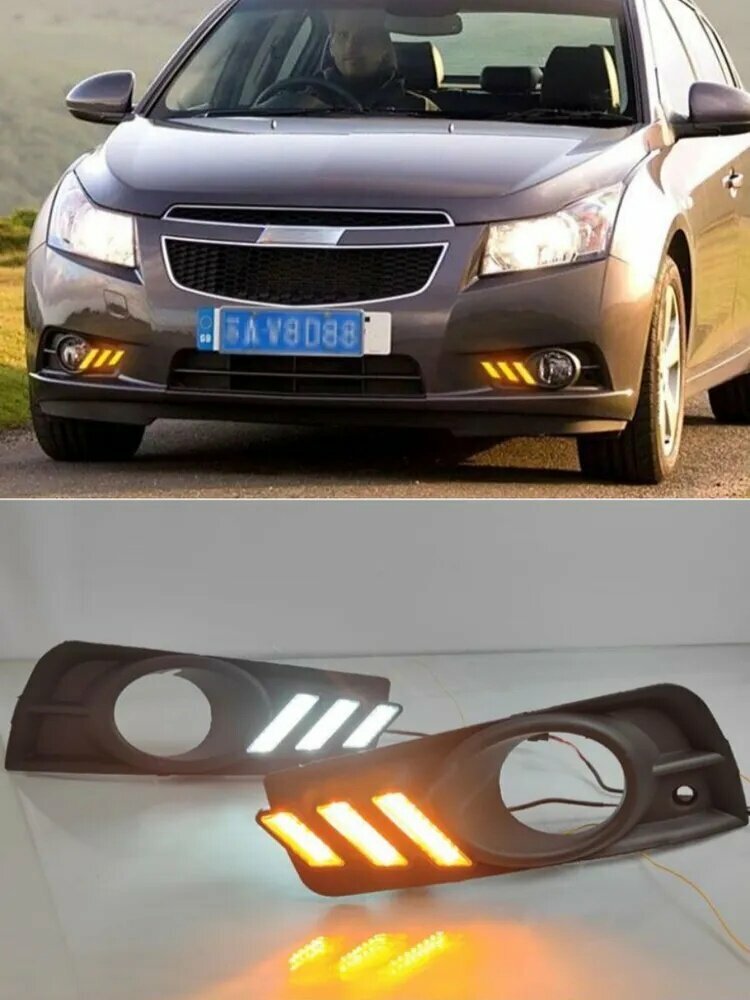 Фара автомобильная, Огни дневные ходовые, 2 шт, арт. Chevrolet Cruze I 2008-2012