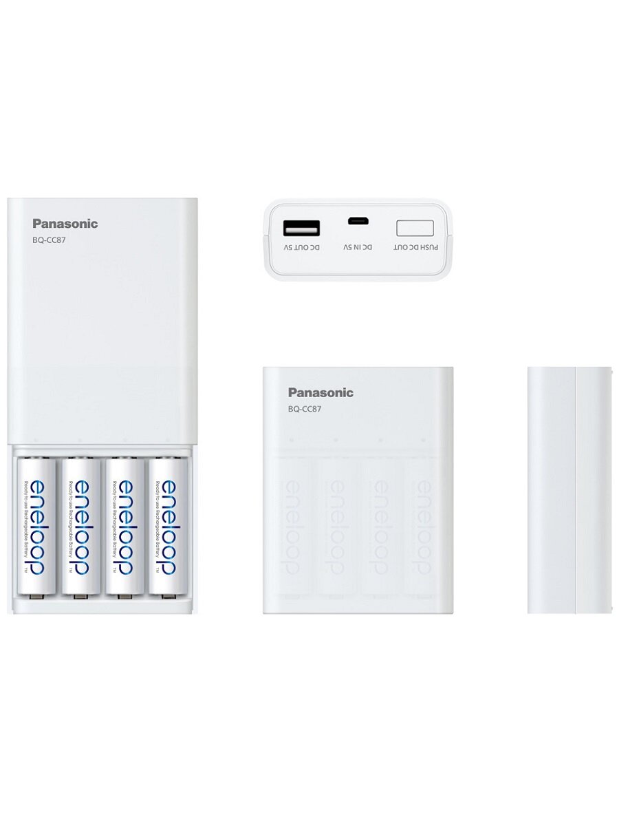 Аккумулятор с зарядным устройством Panasonic Eneloop BQ-CC87/4xBK-3MCCE USB-Charger, K-KJ87MCD40USB
