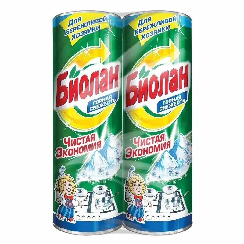 Биолан Универсальное чистящее средство Горная свежесть, 400 г, 2 штуки