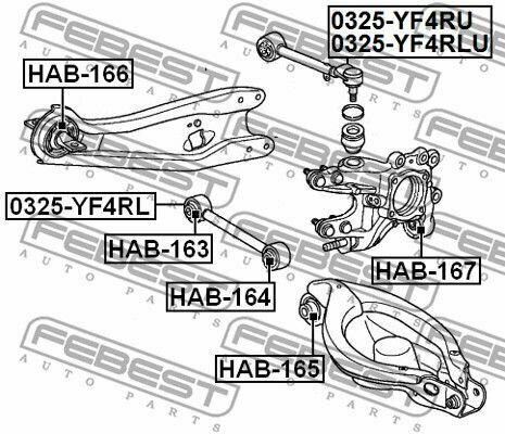 Тяга задняя поперечная нижняя HONDA PILOT YF4 2009-2015 FEBEST 0325-YF4RL