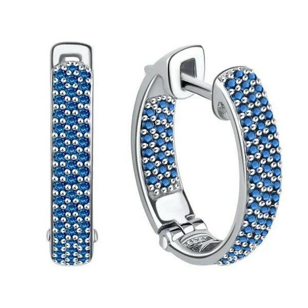 Серьги конго, серебро, 925 проба, фианит