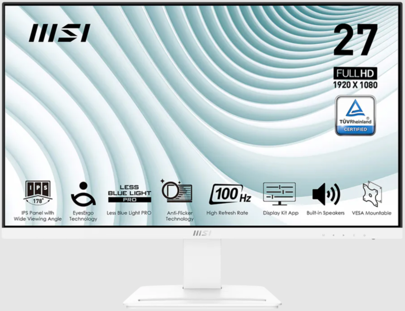 27" Монитор MSI PRO MP273AW, Full HD (1920 x 1080), IPS, 100Гц, 1ms(mprt), Anti-Flicker, Less Blue Light, белый