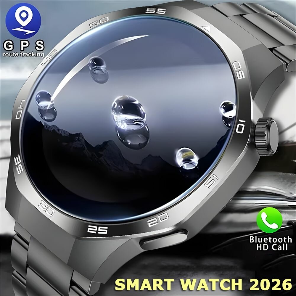 Смарт-часы Gt5max Смарт часы 2026, Смарт часы, умные часы мужские,2026, здоровый, черное, спорт, будильник, калькулятор, Рейхон