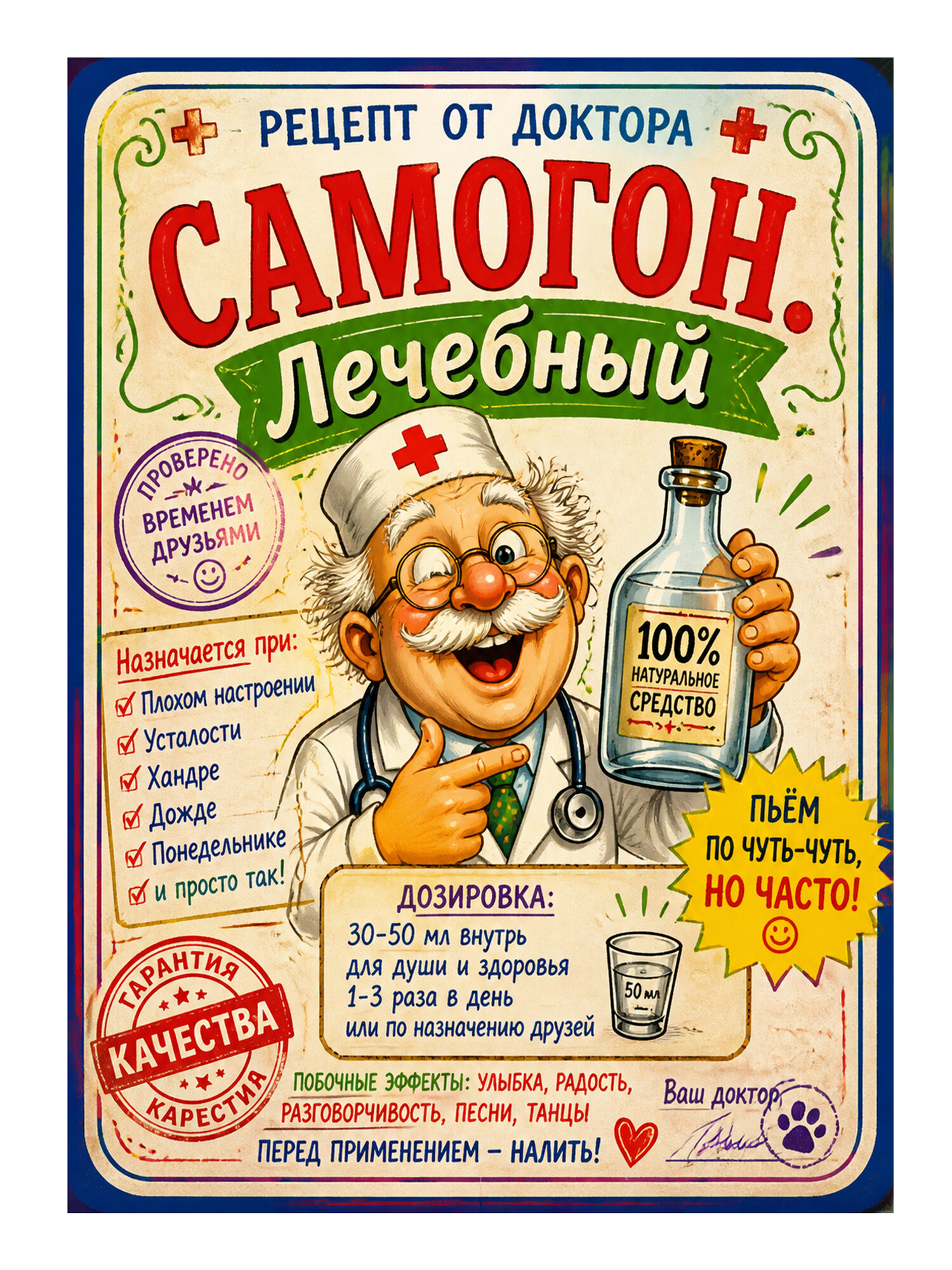 Самоклеящиеся этикетки на бутылку домашнего Самогона/7х10 см /24 шт