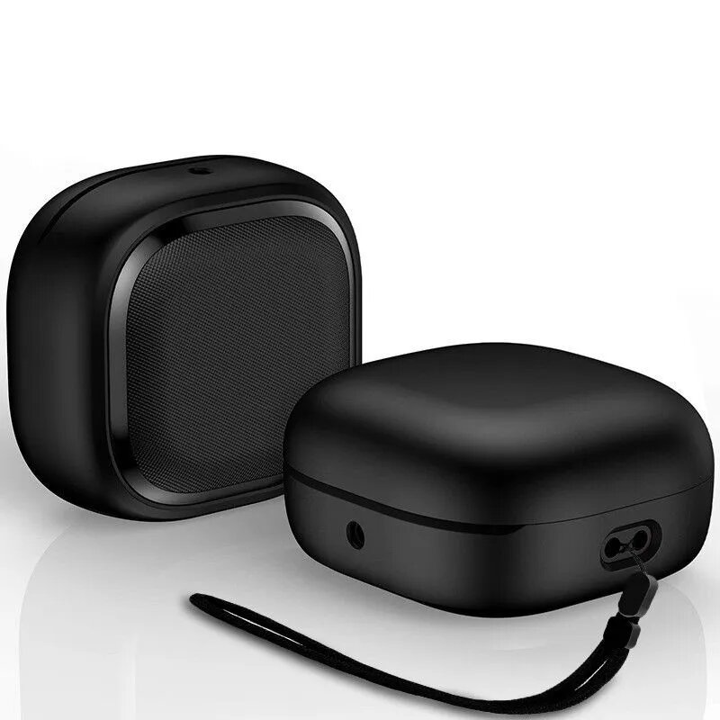 Дизайн из песчаника, совместимый с чехлом Samsung Galaxy Buds 2 Pro / FE / Live серия, Ударопрочный жесткий мягкий защитный чехол на весь корпус со шнурком(черный)