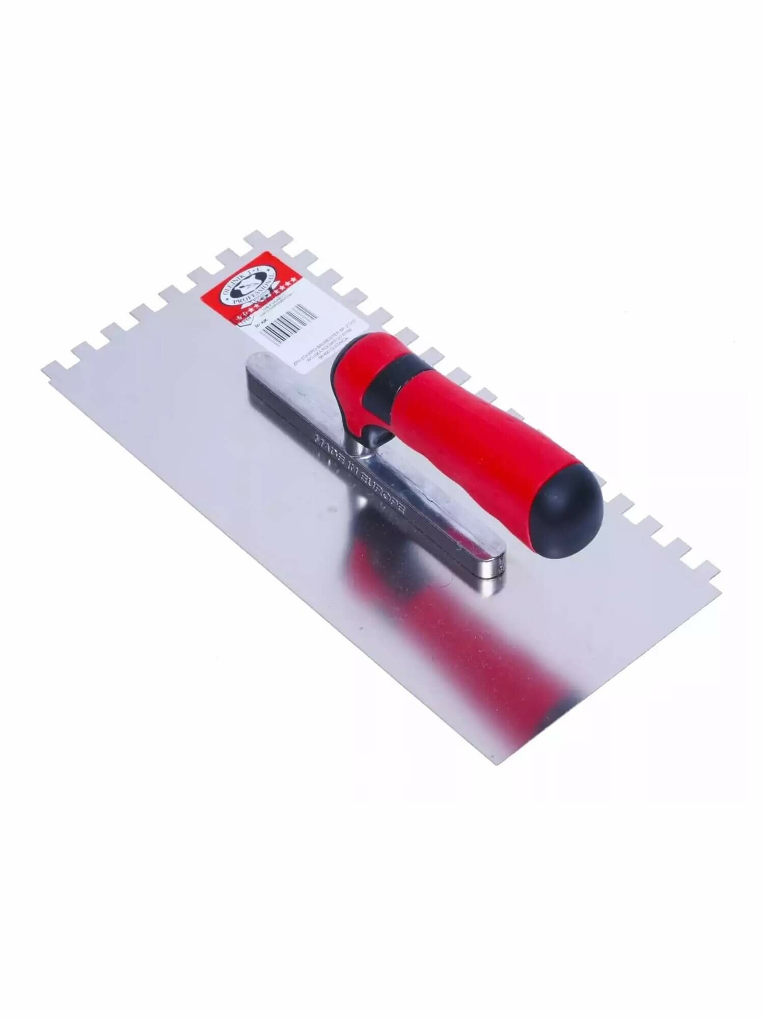Кельма плиточника 2К ручка Olejnik Rubber 127128E10-2KO зуб 10мм (0,7*280*130мм)