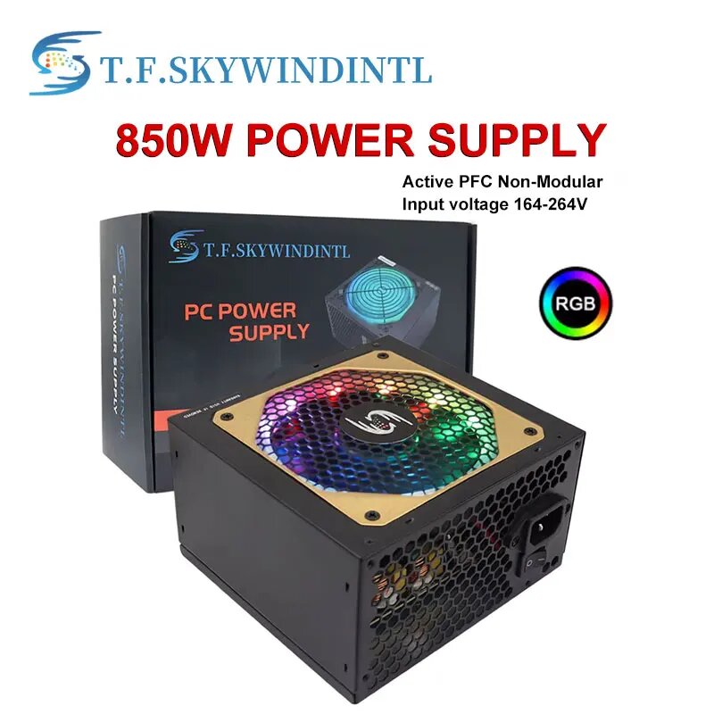 Блок питания для игрового компьютера 850W 850W Active PFC ATX 220V пользовательский БП для компьютера и RGB вентилятор охлаждения источник питания