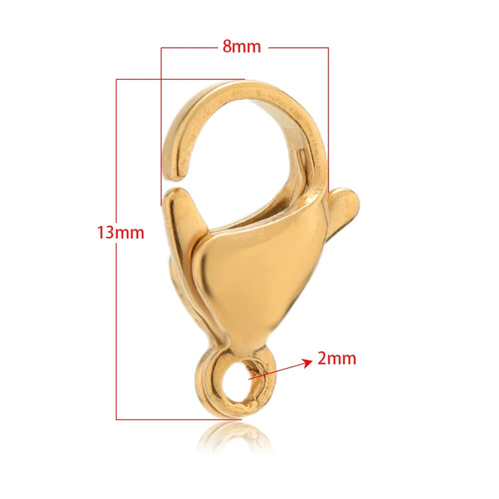 Застежки-лобстеры Luksteel из нержавеющей стали 9-15 мм Gold 13mm