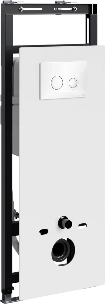 Инсталляция с кнопкой Wasserkraft Salm 27TLT.010. ME. WH. WH01 50, 4 см, крепление к стене/к полу, с регулировкой по высоте, кнопка для унитаза белая, глянцевая, с шумоизоляцией
