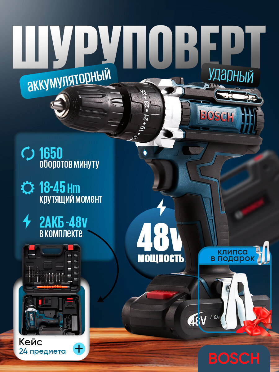 Сагус Дрель-шуруповерт, 20 В, 100 Нм, 2 АКБ