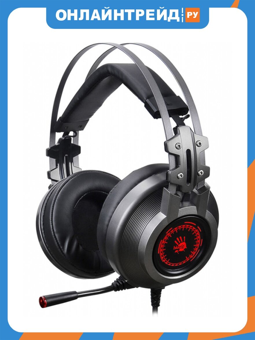 Игровые наушники A4TECH Bloody J527, проводные (USB), серый