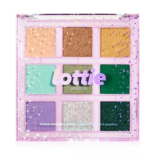 LOTTIE LONDON Палетка теней для век 9 оттенков Emerald Euphoria, 14,4 г